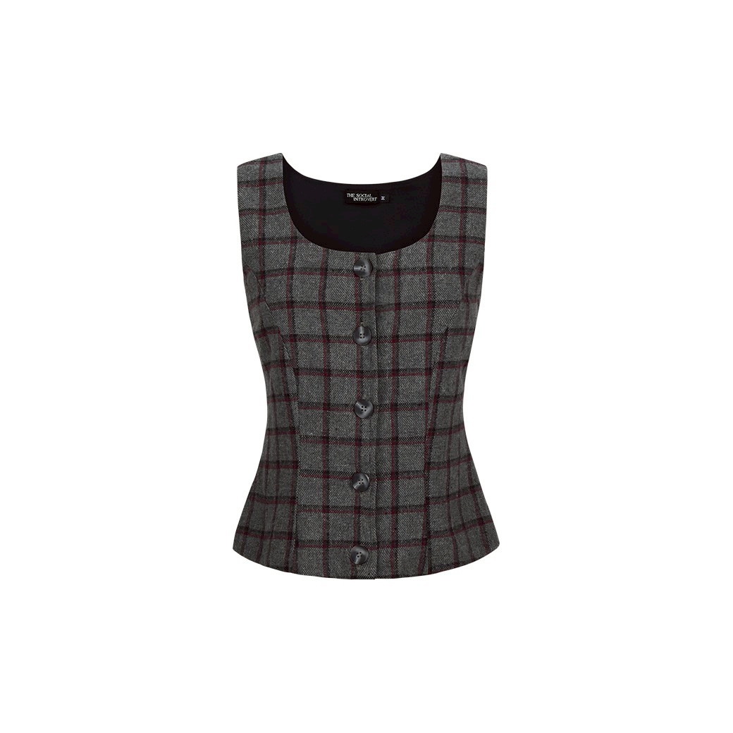 EZRA GREY CHECK VEST | Haus Of Abbi